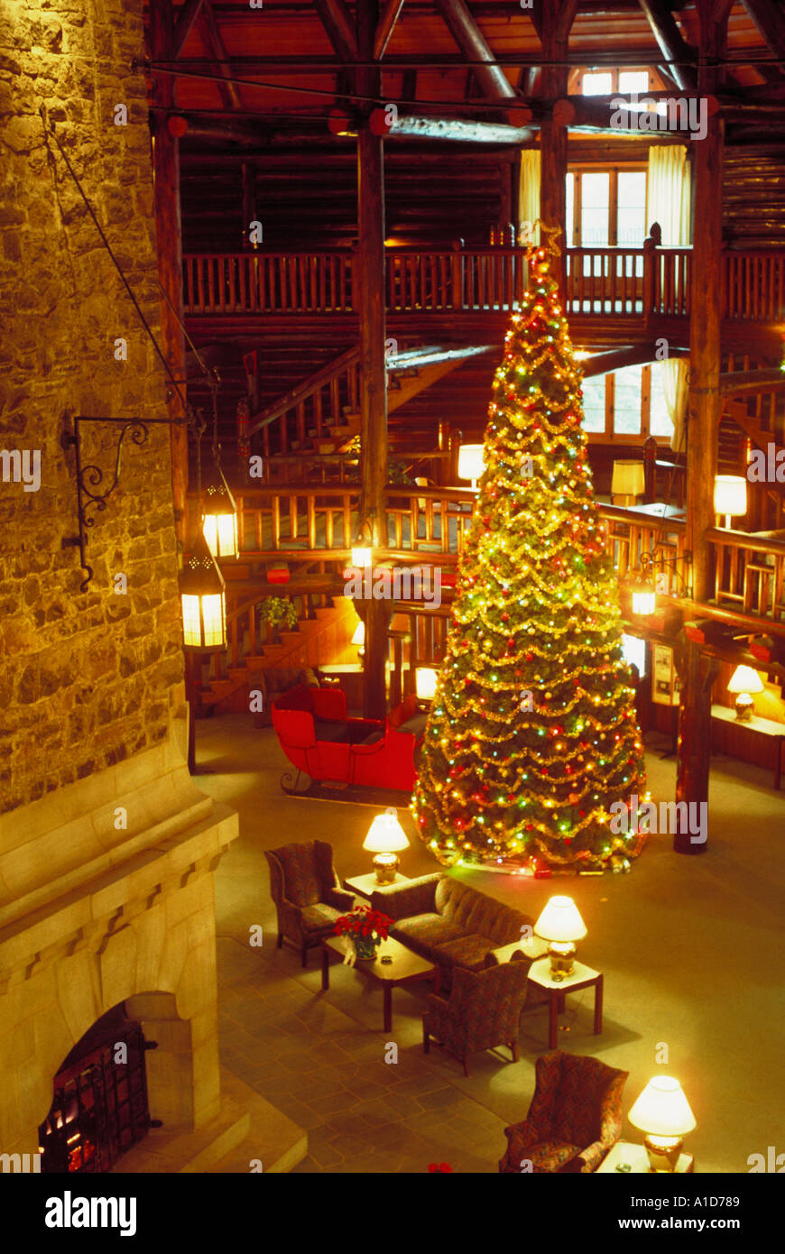 Christmas decorations in lodge Stock Photo - Alamy