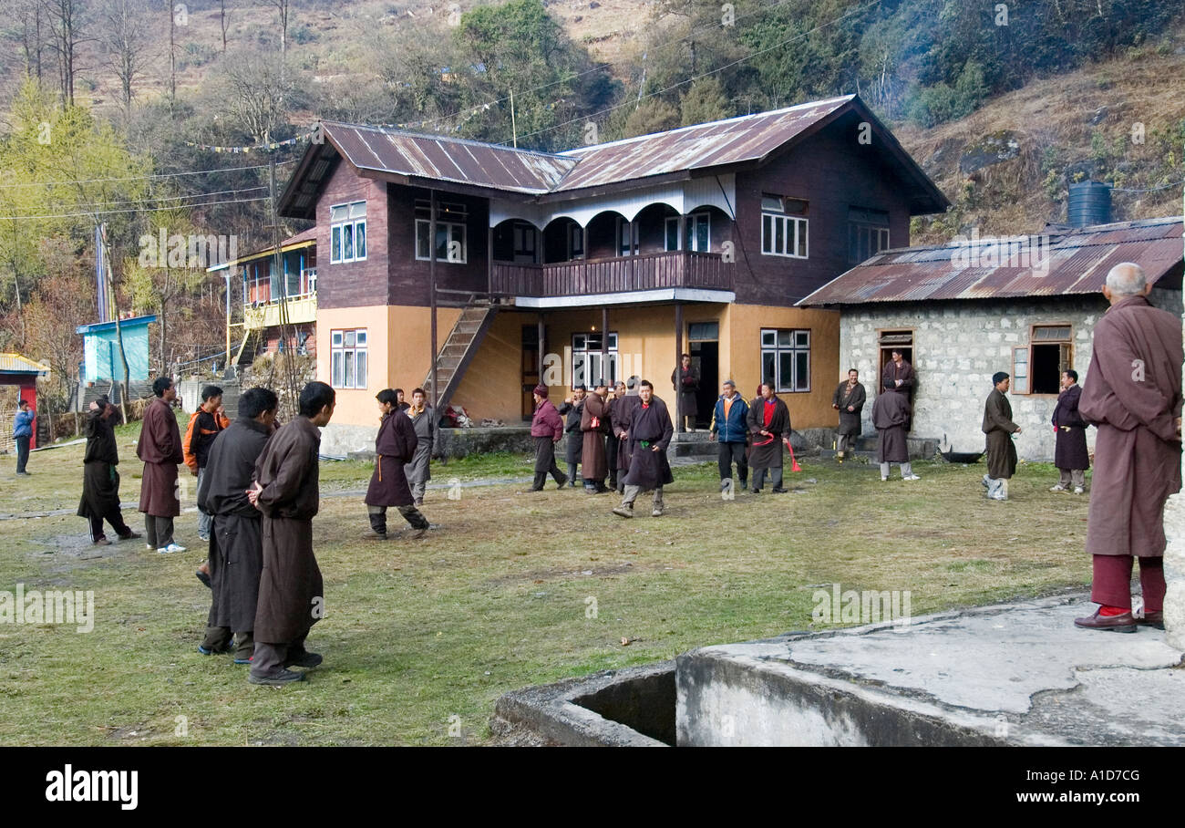 Monks at the Lachen Gompa in Lachen Sikkim India Stock Photo - Alamy