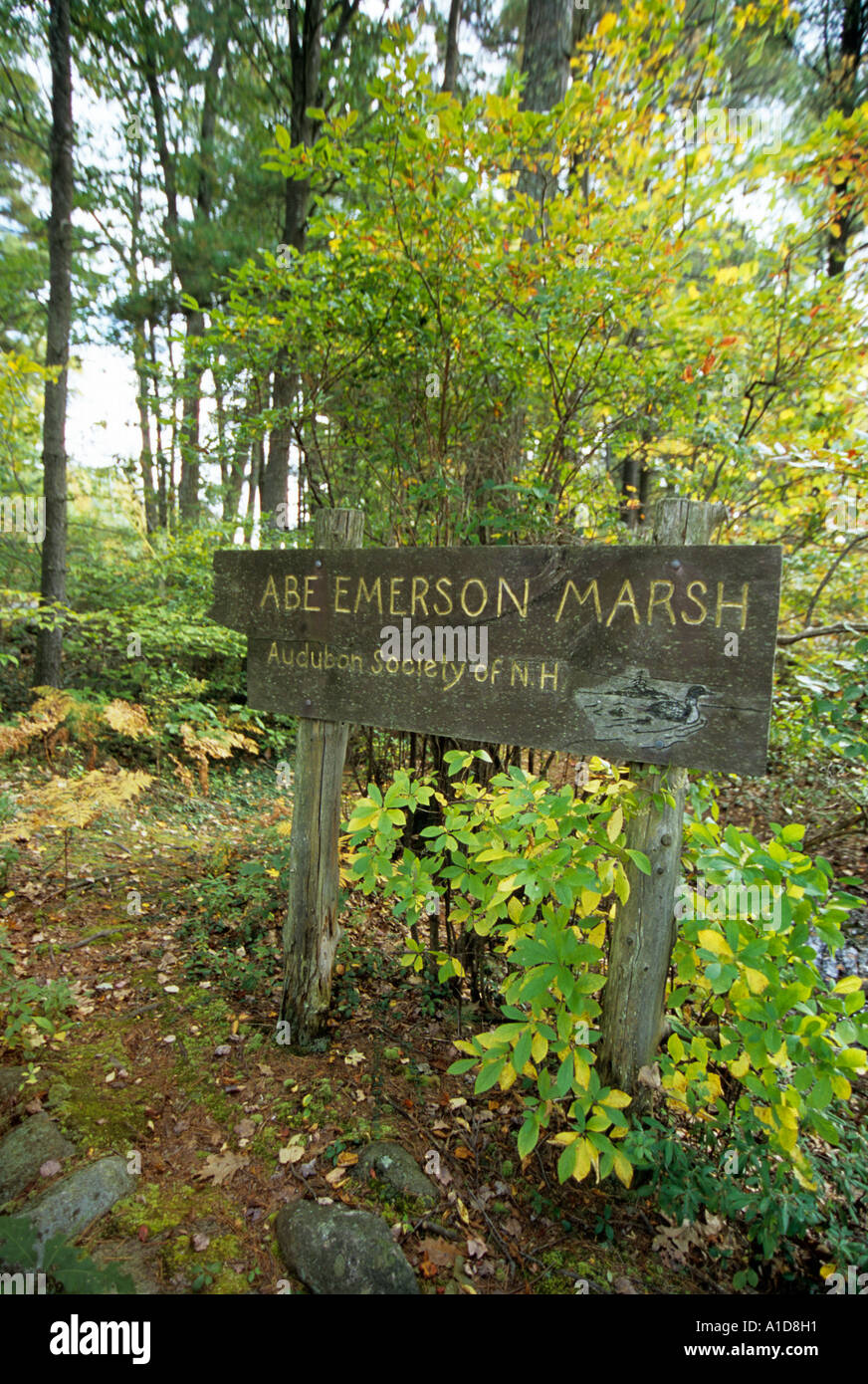 Abe Emerson Marsh Sign located in Candia New Hampshire USA Stock Photo ...