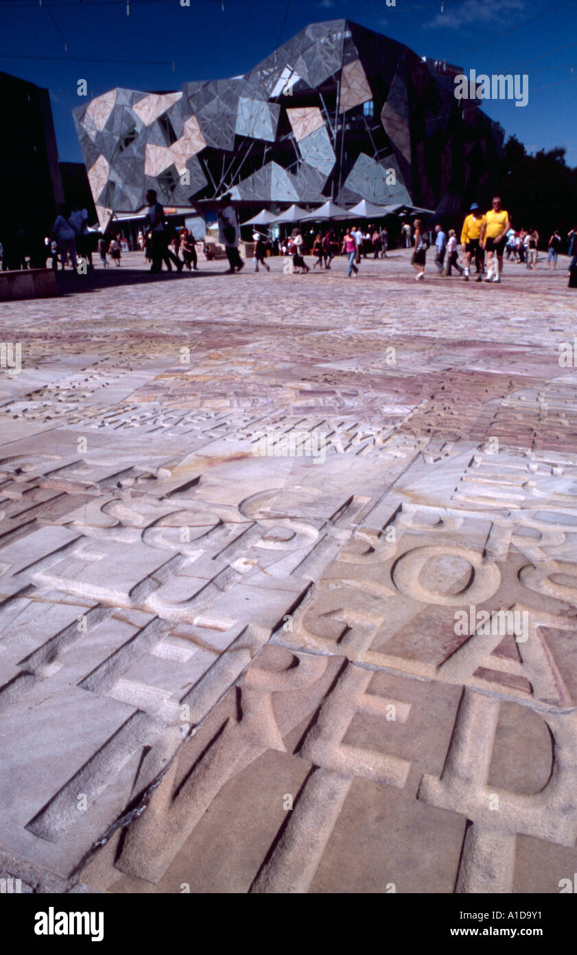Pavement art at the iconic Federation Square complex, Melbourne ...