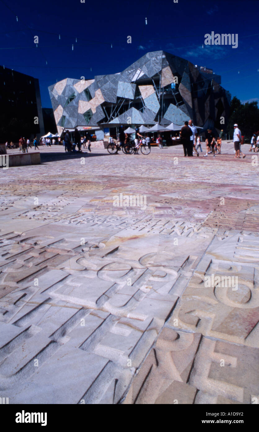 Pavement art at the iconic Federation Square complex, Melbourne ...