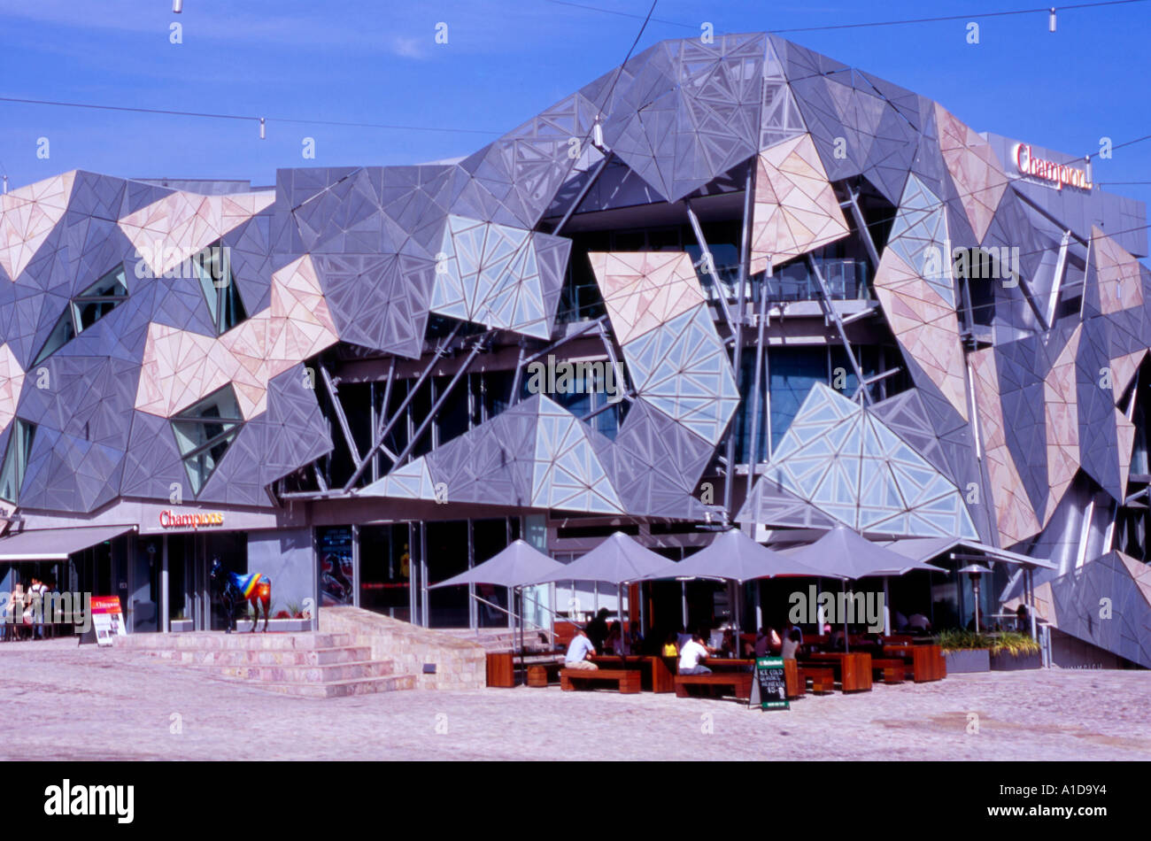 Glass structure federation square architecture hi-res stock photography ...