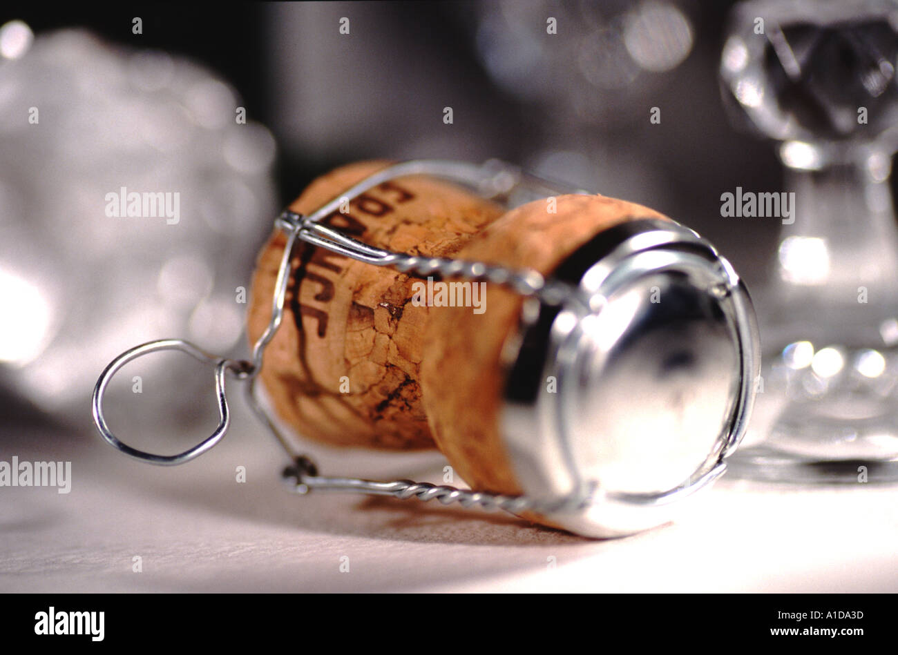 Champagne cork wire and foil Stock Photo - Alamy