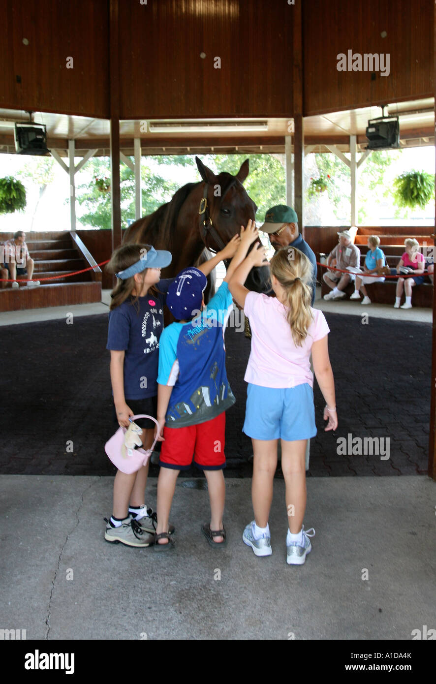 Children with horse at Kentucky Horse Park USA Stock Photo - Alamy