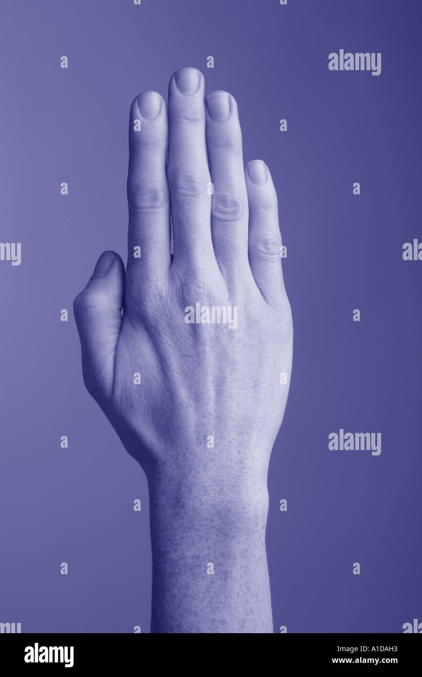 Hand held open and flat Stock Photo - Alamy