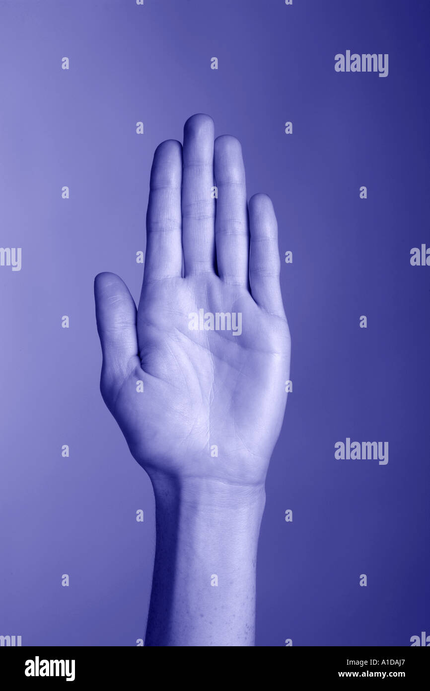 hand in a flat open palm chopping gesture Stock Photo - Alamy