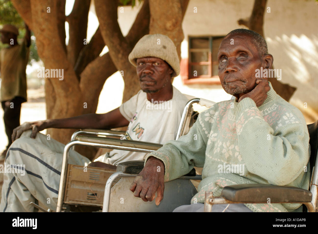 Blind and wheelchair bound lepers at the Liteta Leper Invalid Compound ...