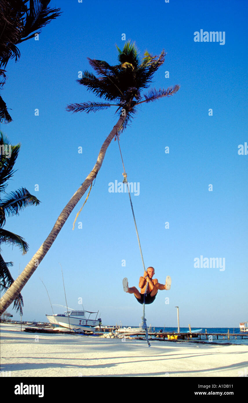 Rope Swing Belize Stock Photo - Alamy