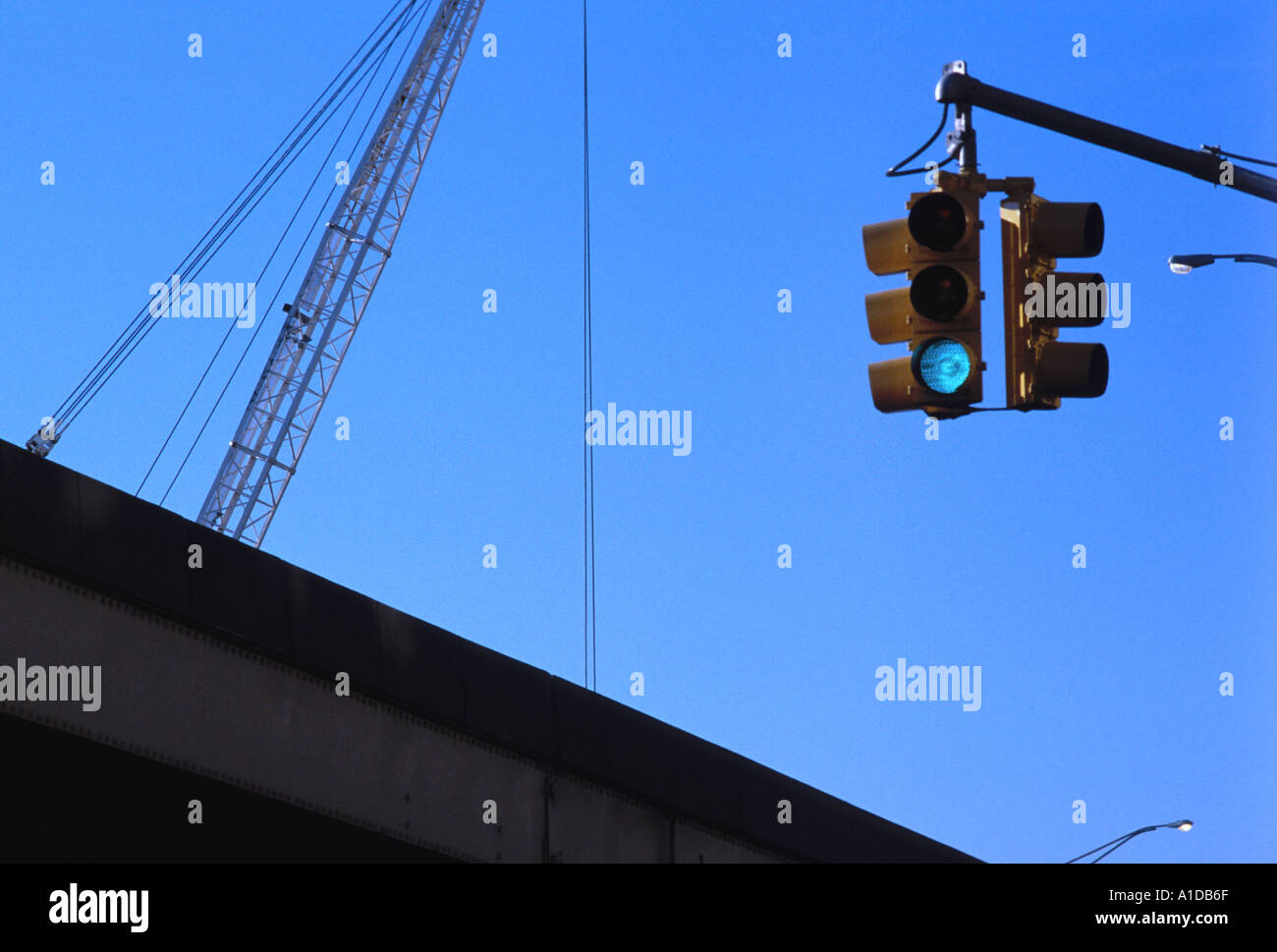 Crane traffic light and freeway New York City Stock Photo - Alamy