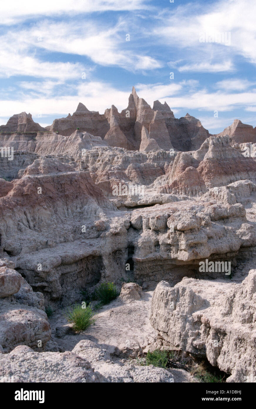 The rugged and dry mountains of Badlands National Park, South Dakota ...