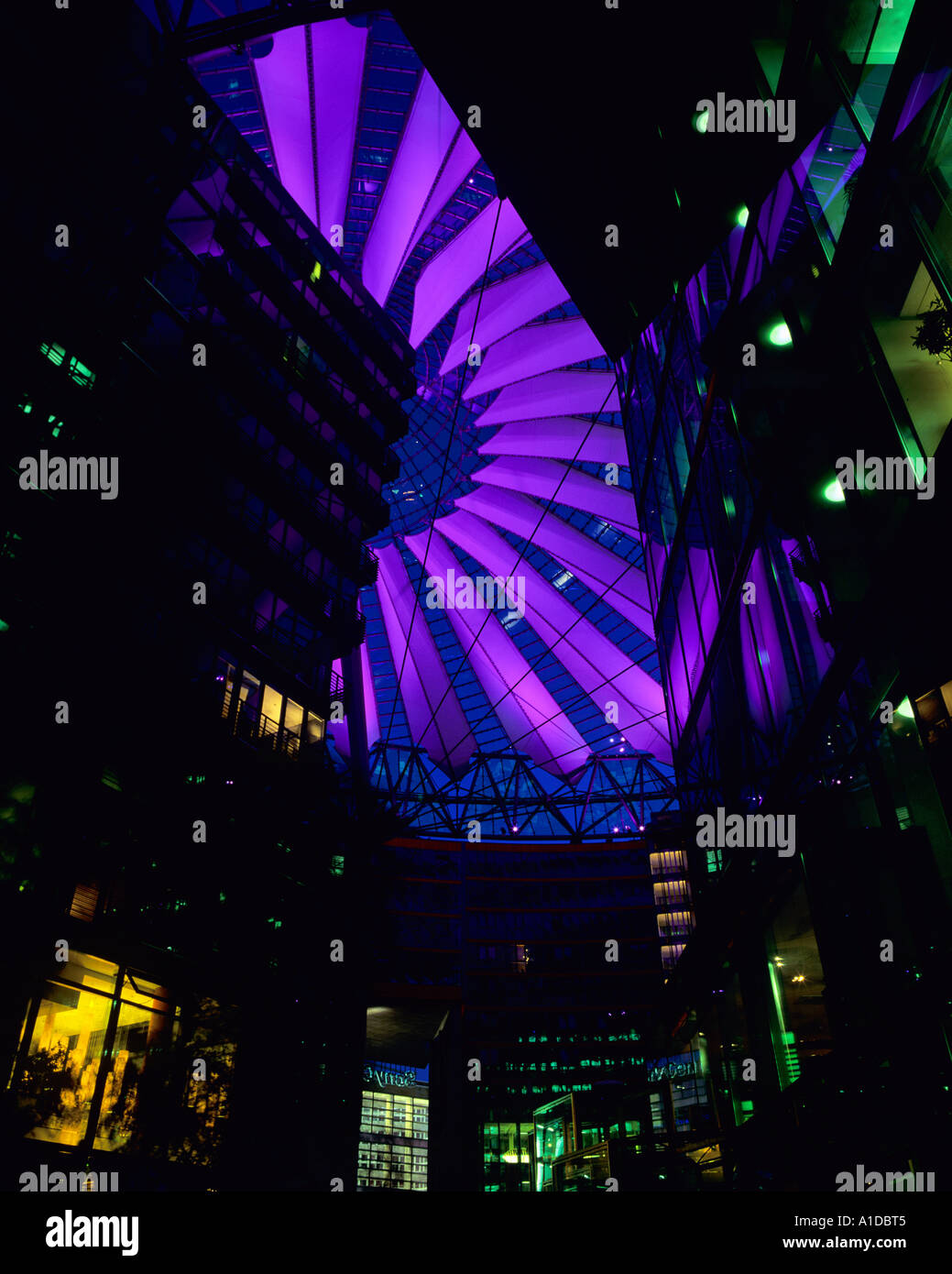 View of the cupola structure of the Sony Center designed by Helmut Jahn ...