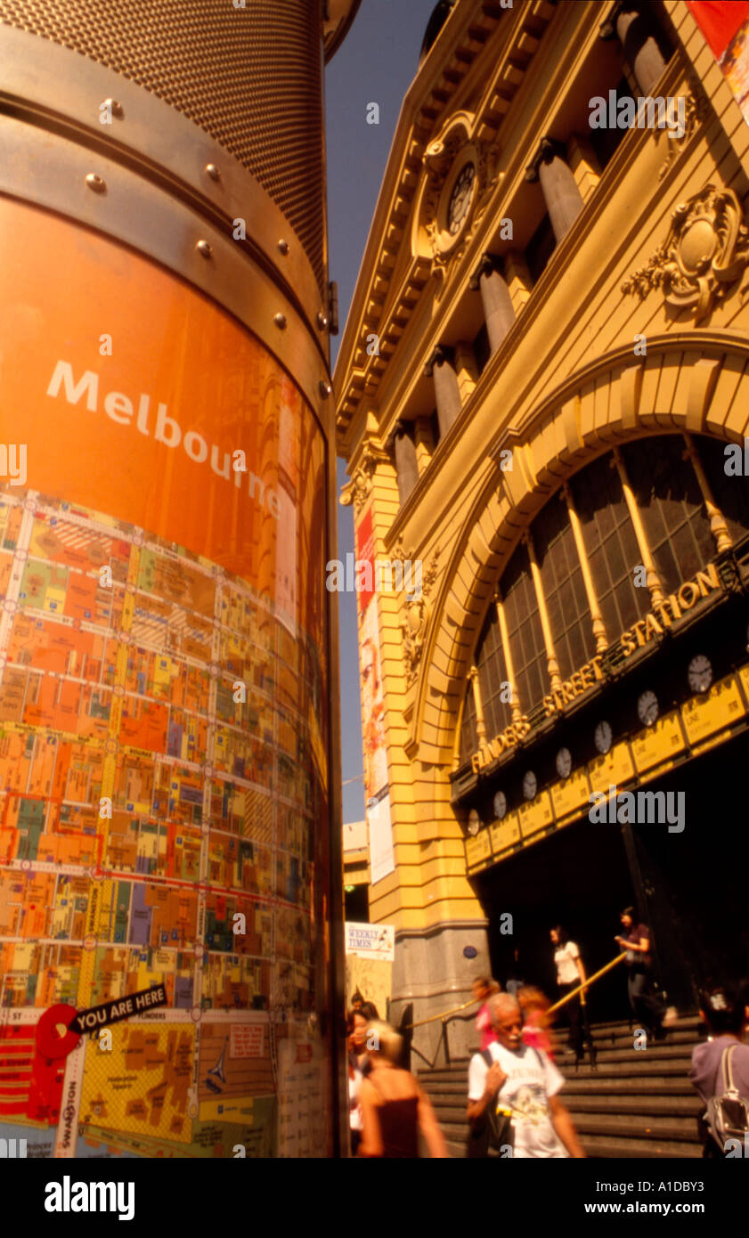 Flinders Street Railway Station, Melbourne with city map/information ...