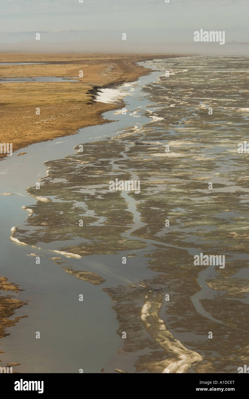 aerial view of the coast east of Point Barrow National Petroleum ...