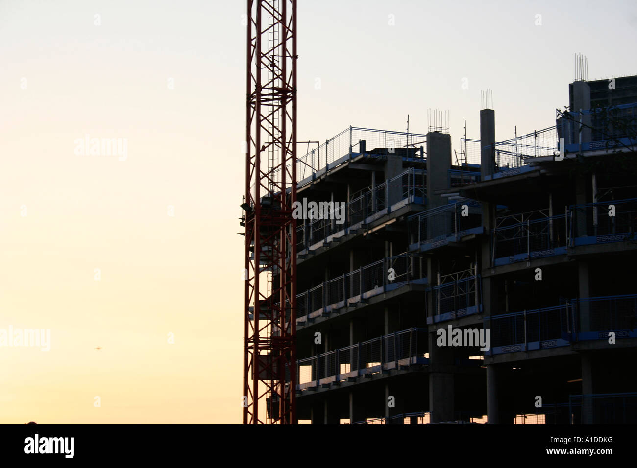Construction in Leeds at dusk Stock Photo - Alamy