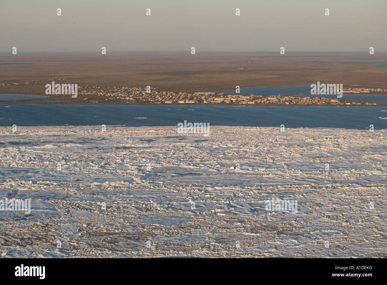 spring breakup of ice along the Arctic coast off the Inupiat village of ...