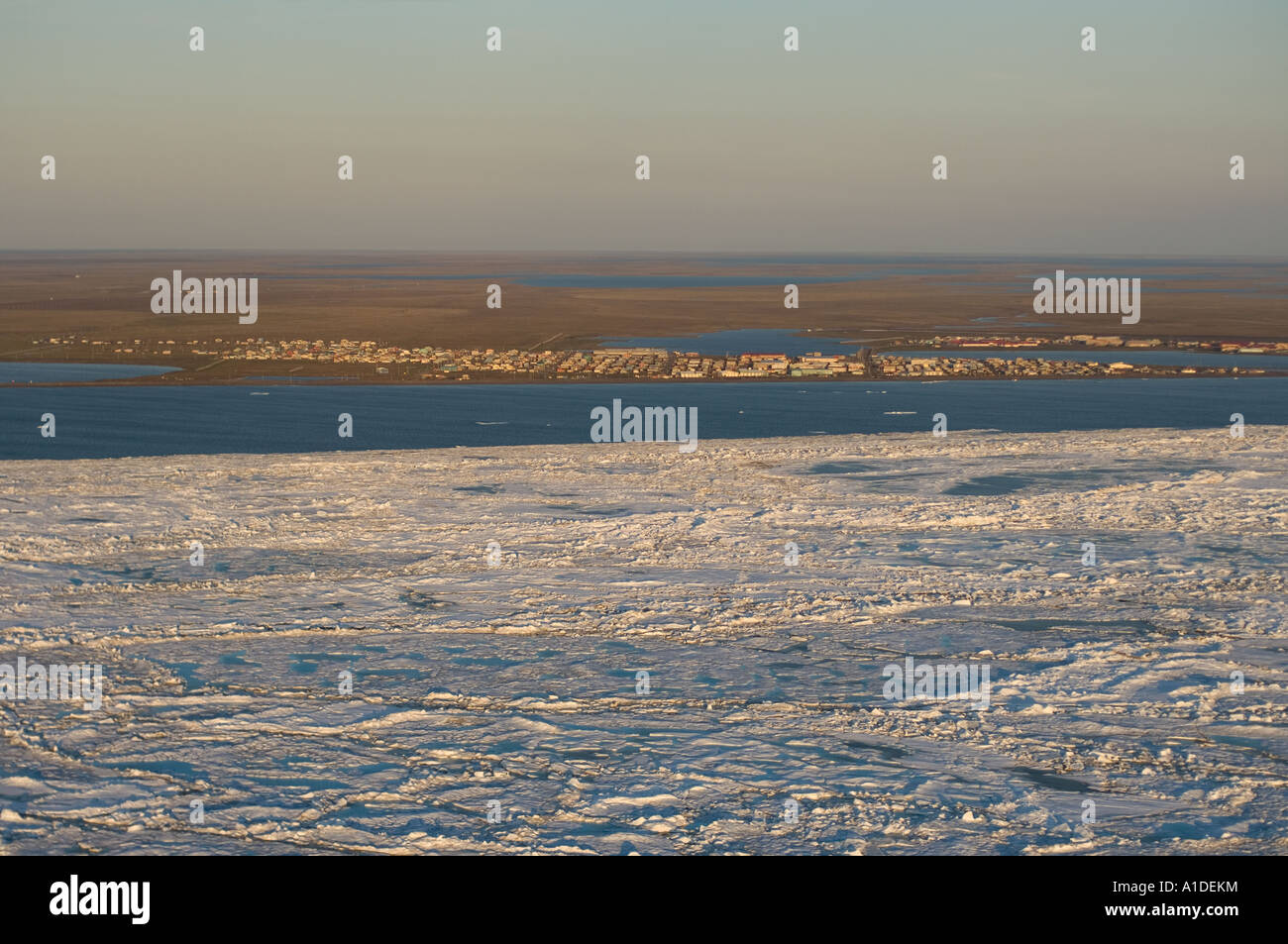 spring breakup of ice along the Arctic coast off the Inupiat village of ...