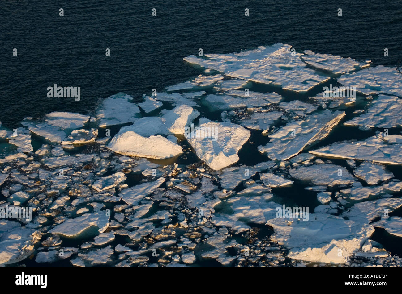 aerial of multi layer ice during spring breakup in the Chukchi Sea ...