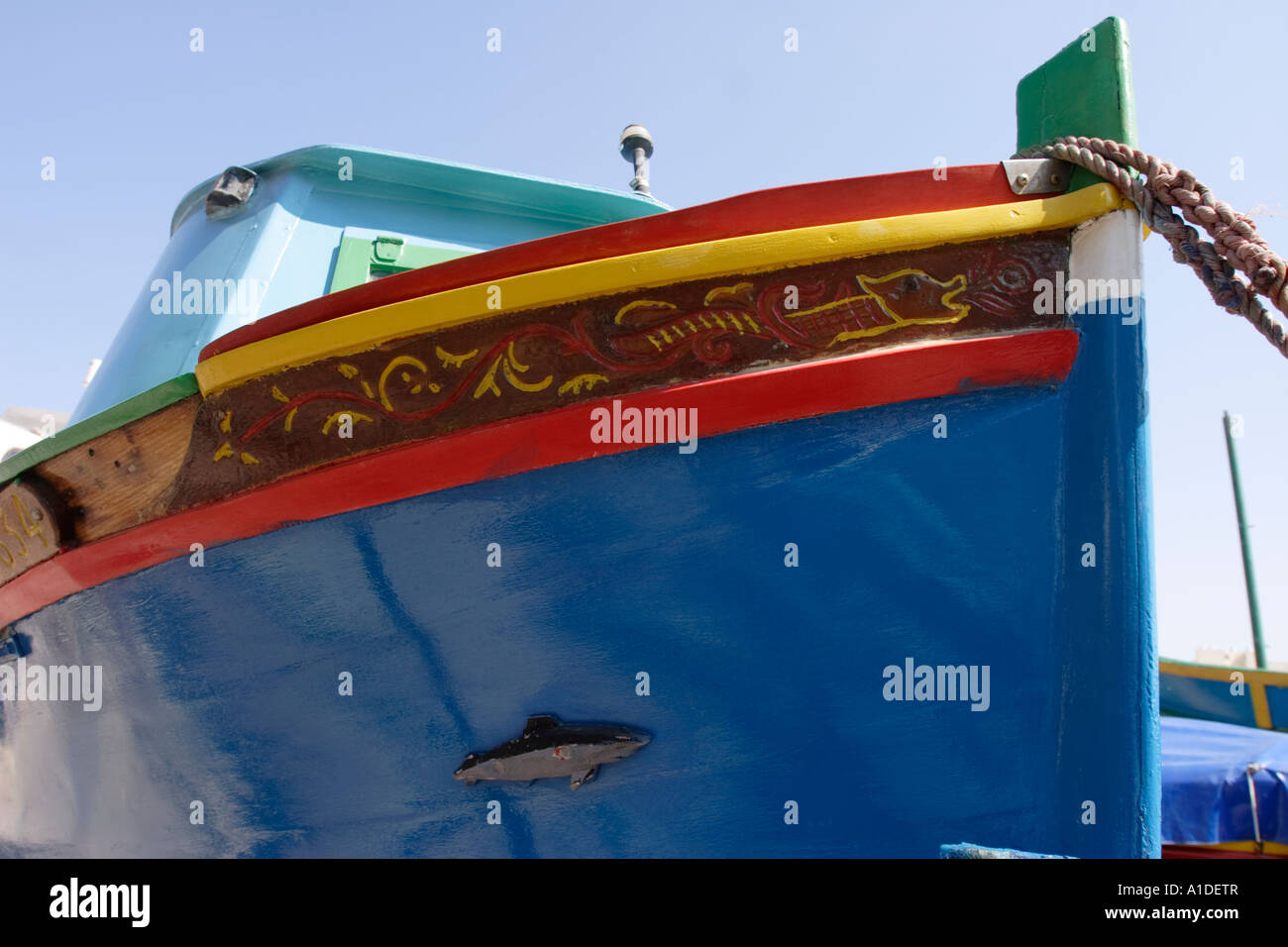 View of a luzzu, a typical fishing boat of Malta Stock Photo - Alamy