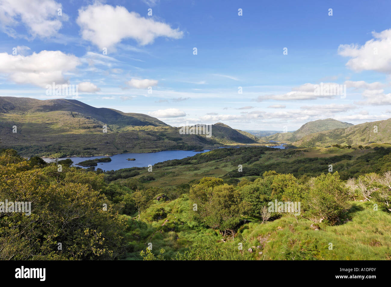 View to the upper lake from the ladies view, Kerry, Ireland Stock Photo ...