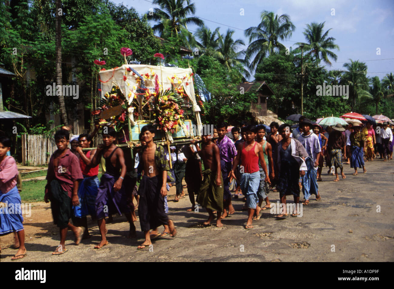 Buddhist funeral procession in rural Myanmar, 1996 Stock Photo - Alamy