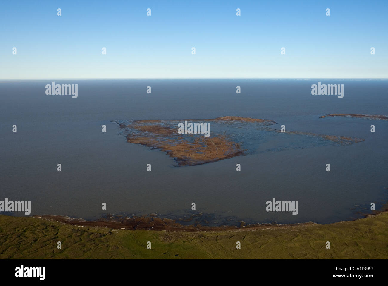 tundra landscape along the Arctic coast off the Colville River National ...