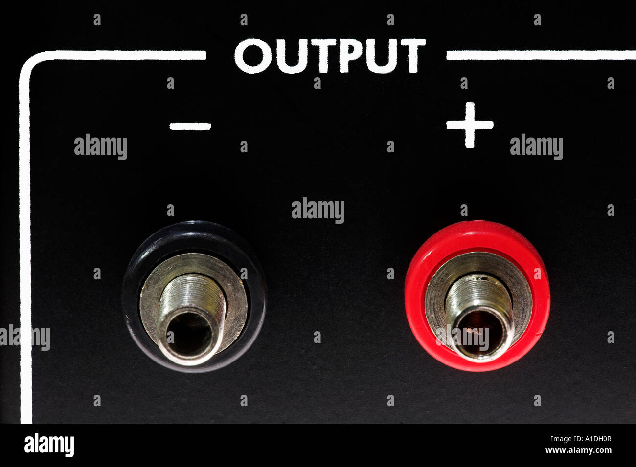 Black and red output jacks Stock Photo - Alamy
