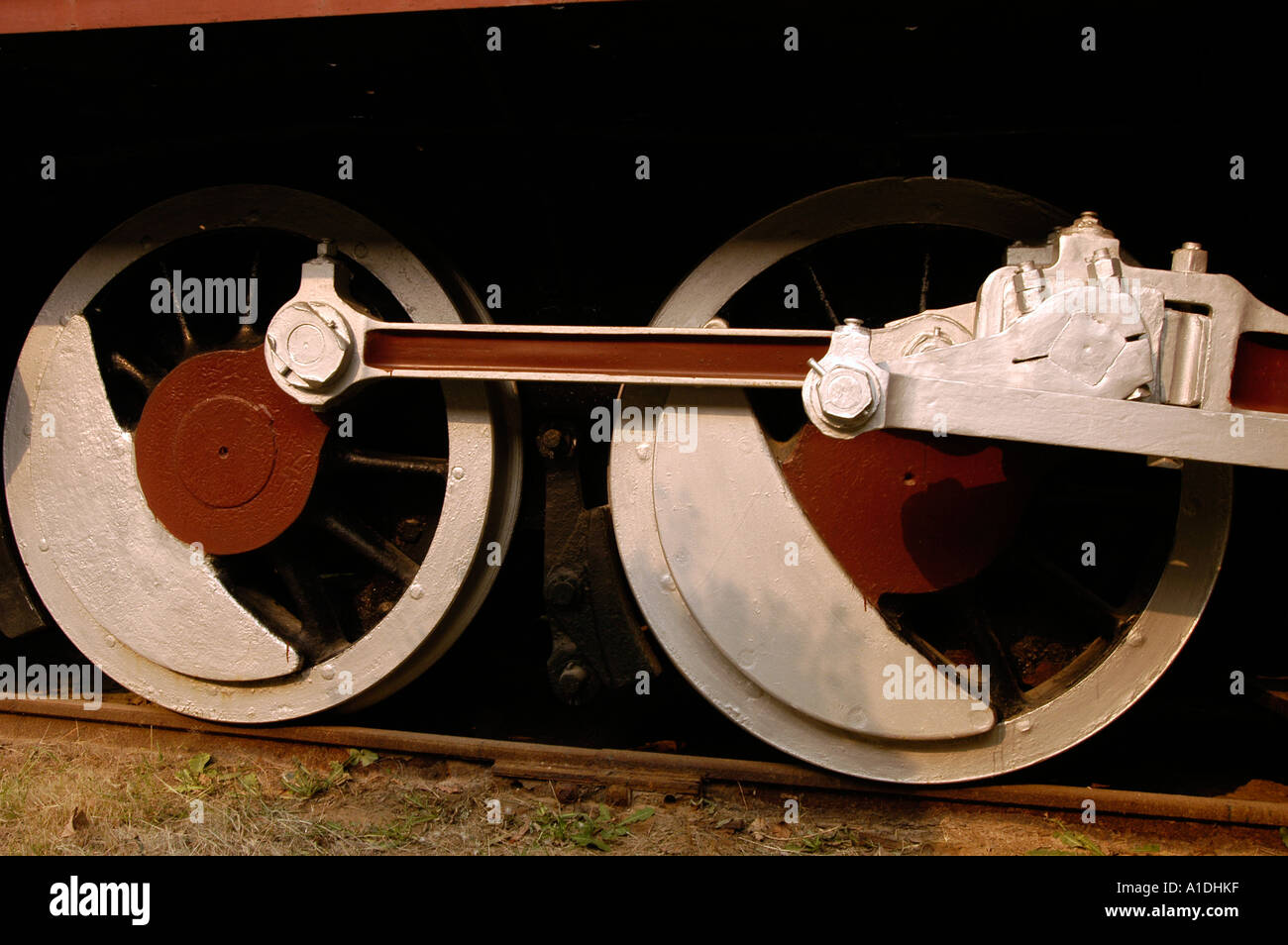 Closeup of classic steam locomotive metal wheel Stock Photo - Alamy