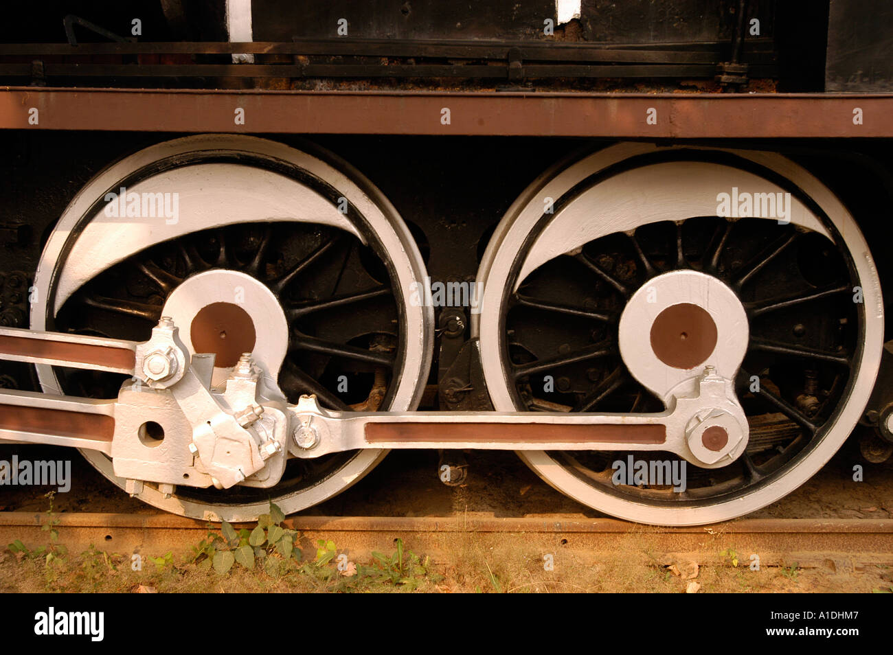Closeup of classic steam locomotive metal wheel Stock Photo - Alamy