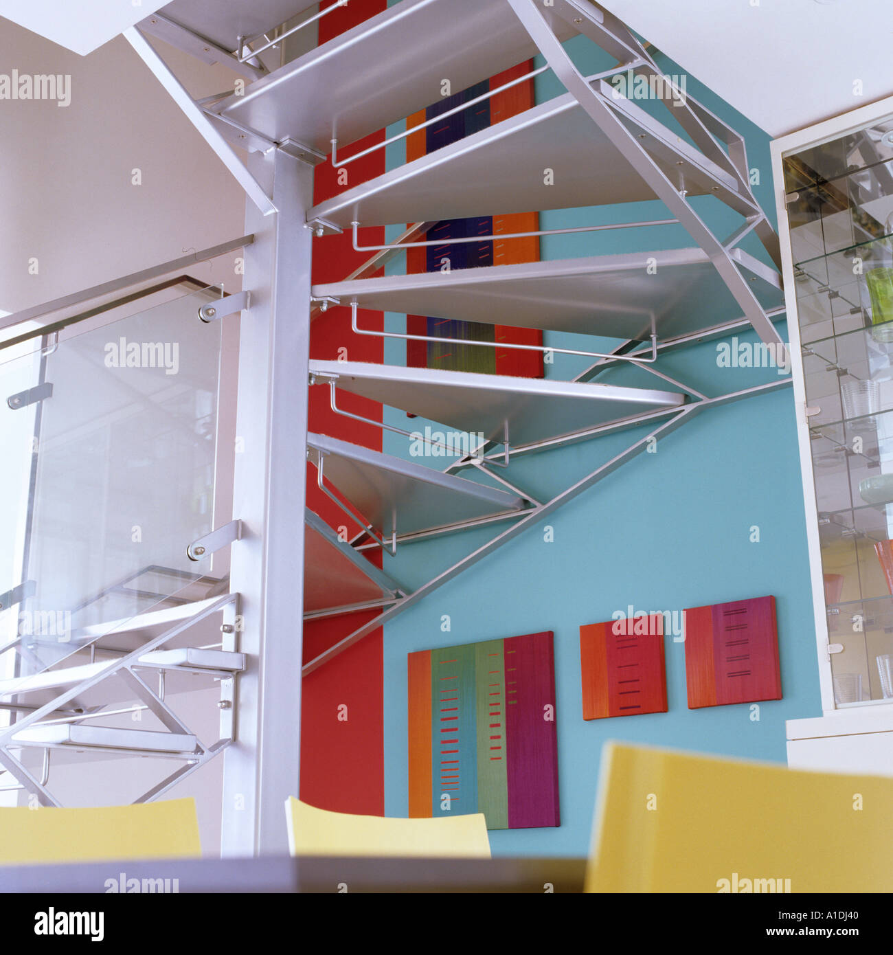 Metal stairs in modern apartment Stock Photo - Alamy