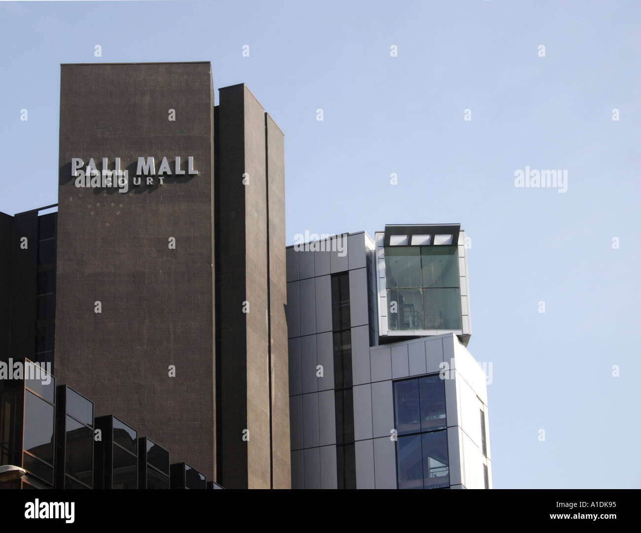 Modern and dynamic buildings on King Street Manchester UK Stock Photo ...