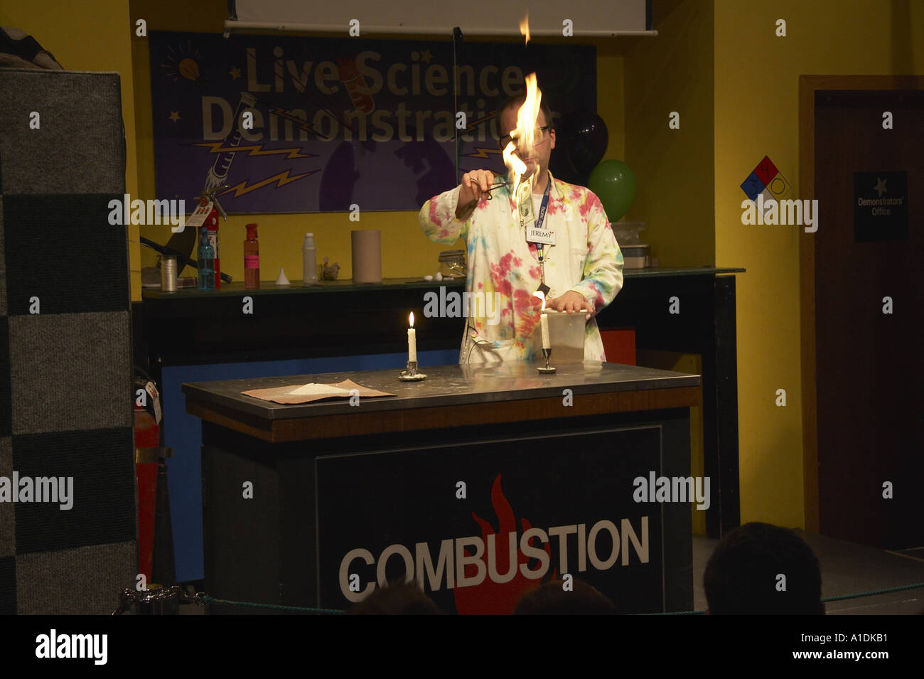 Man gives demonstration of combustion at Pacific Science Center Seattle ...