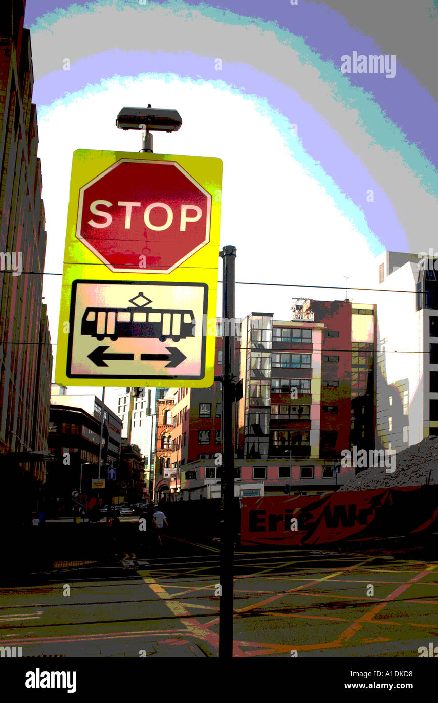 Tram Stop sign Mosley Street Manchester UK Stock Photo - Alamy
