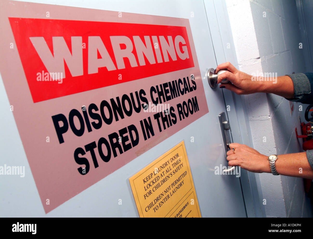 Poison storage safety area, photo by Bruce Miller Stock Photo - Alamy