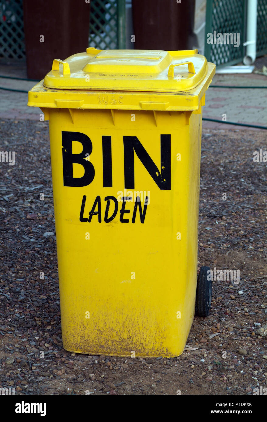 A joke rubbish bin saying Bin Laden photo by Bruce Miller Stock Photo ...