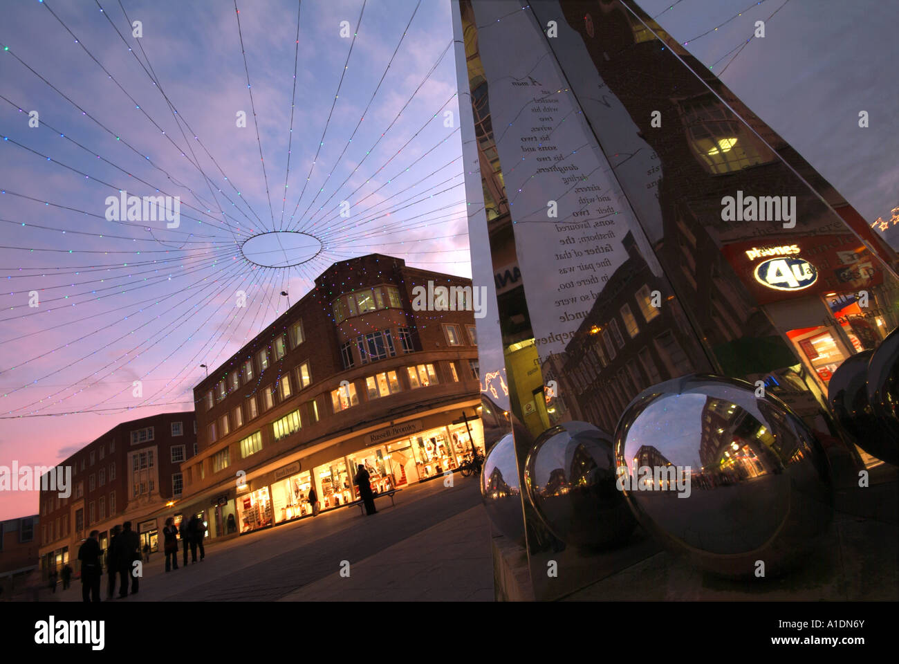 High Street and princesshay entrance Exeter Devon UK Stock Photo - Alamy