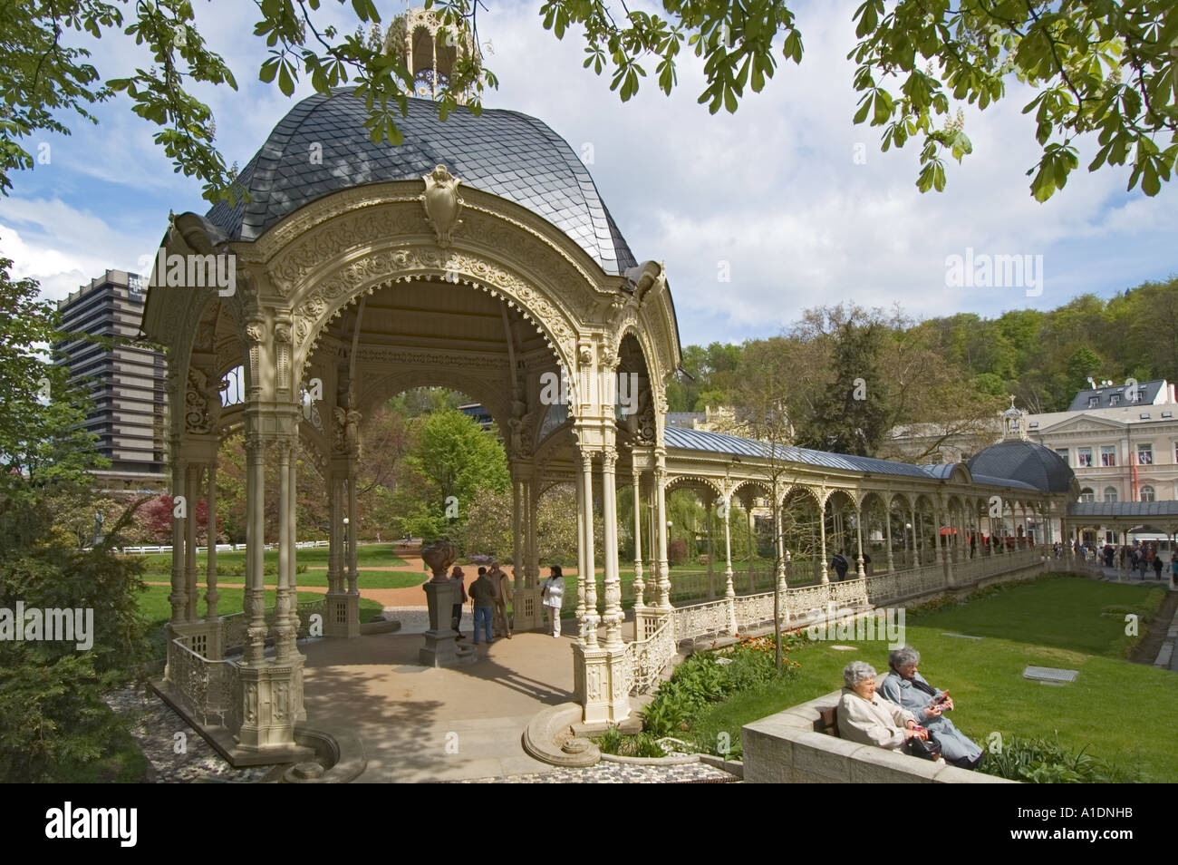 Czech Republic Karlovy Vary Sadova Kolonada spring water fountain in ...