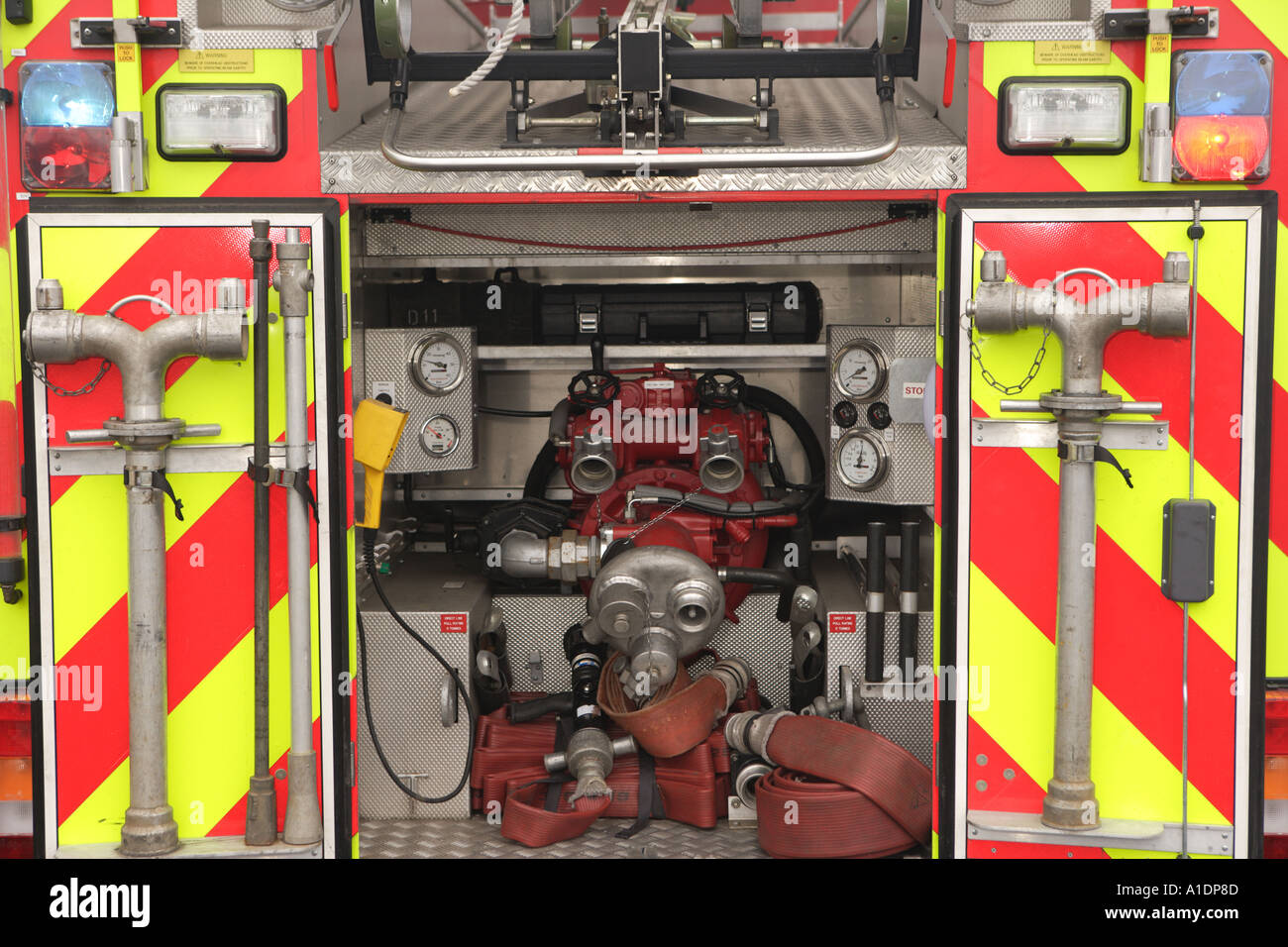 Rear of fire engine Stock Photo - Alamy