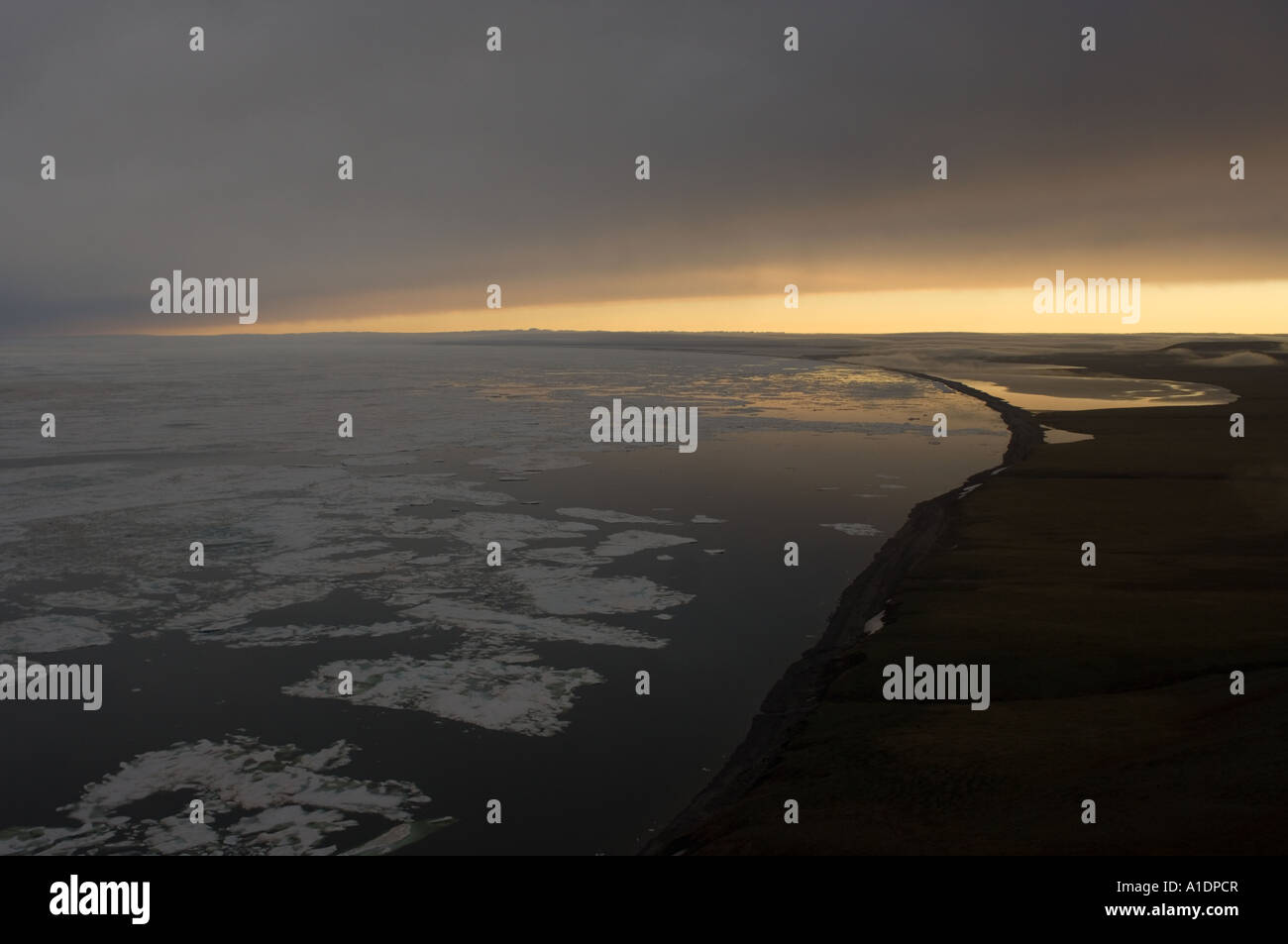 looking out at the Arctic ocean from Cape Thompson at sunrise 26 miles ...