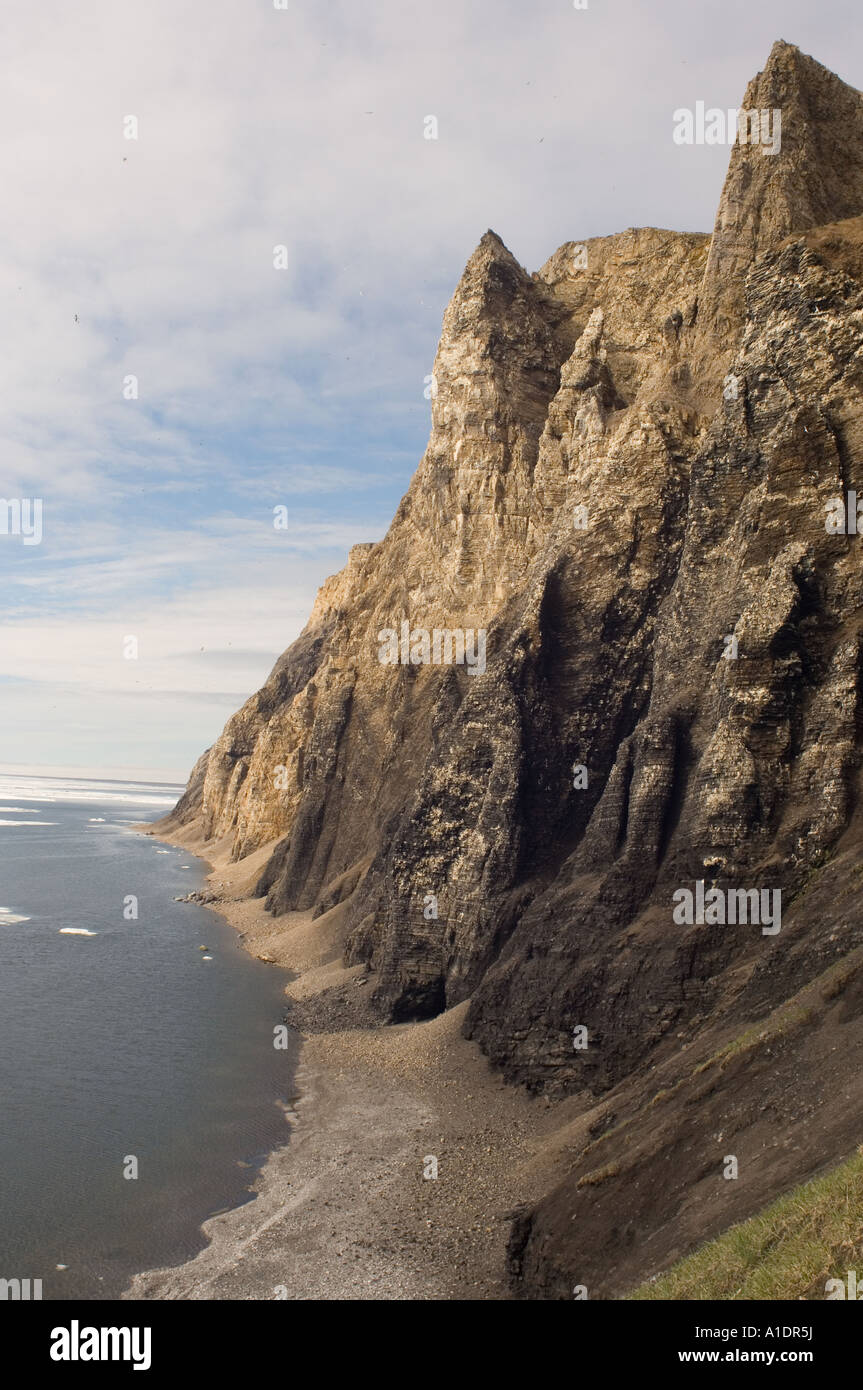 looking out at the Arctic ocean from Cape Thompson at sunrise 26 miles ...