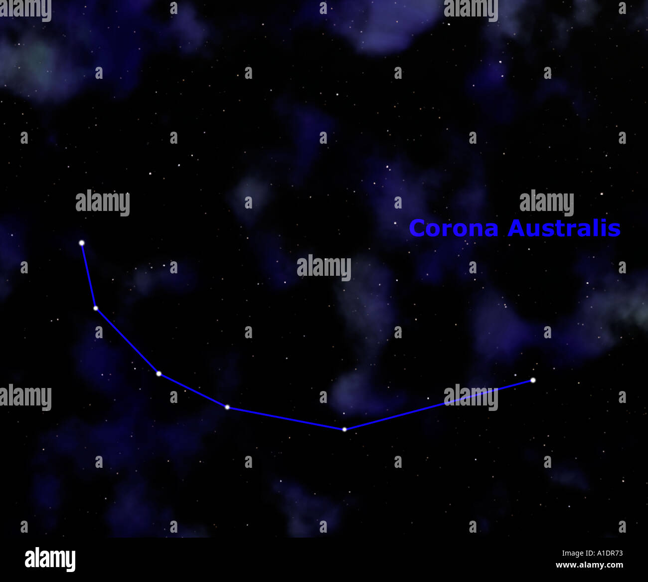 Corona Australis Constellation Showing Name And Sign Stock Photo - Alamy