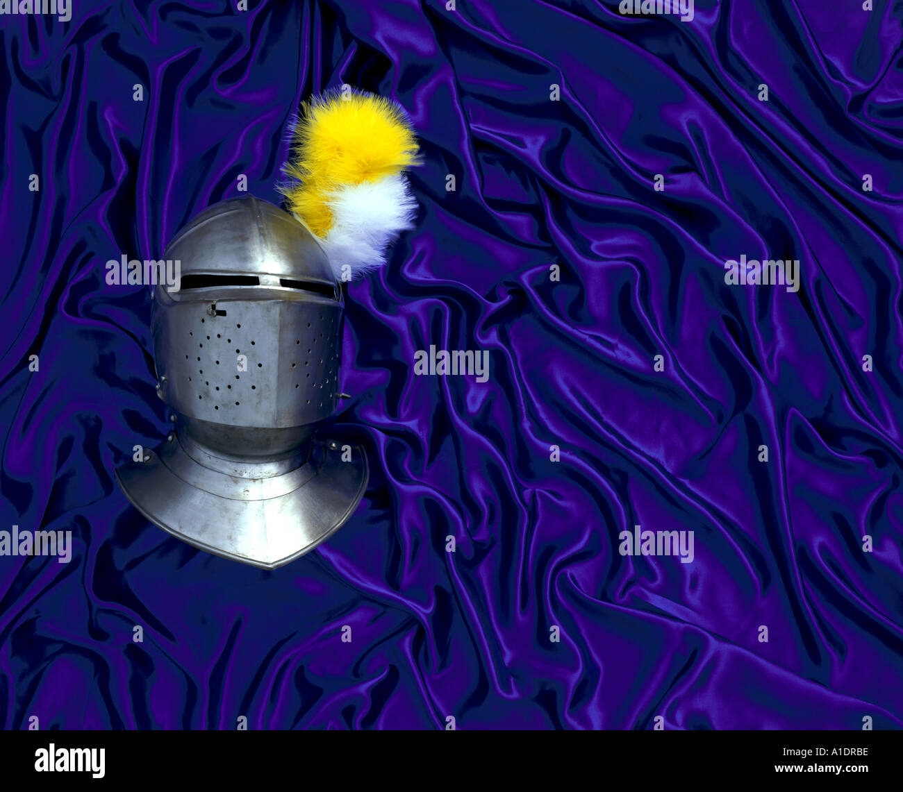 English Medieval Knights Helmet on blue silk background suitable for ...