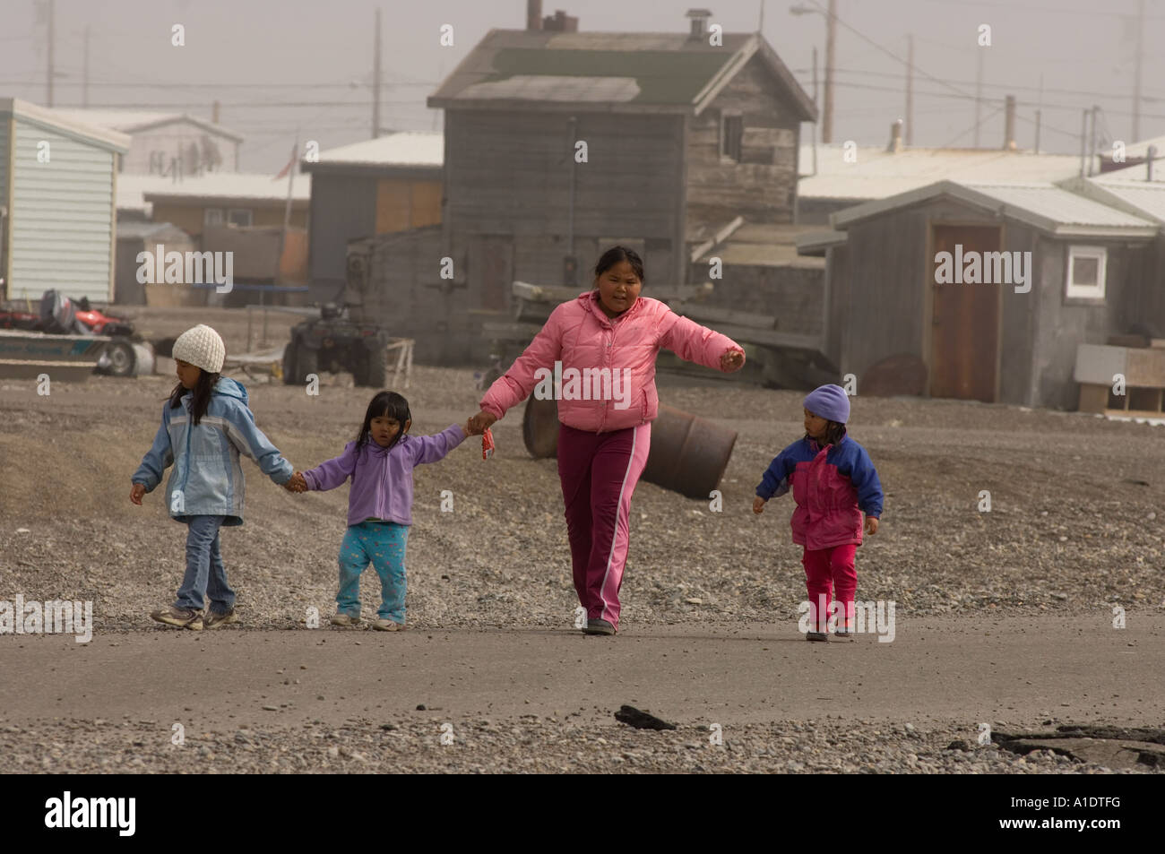 young Inupiat girls at Fourth of July celebration in Point Hope the ...