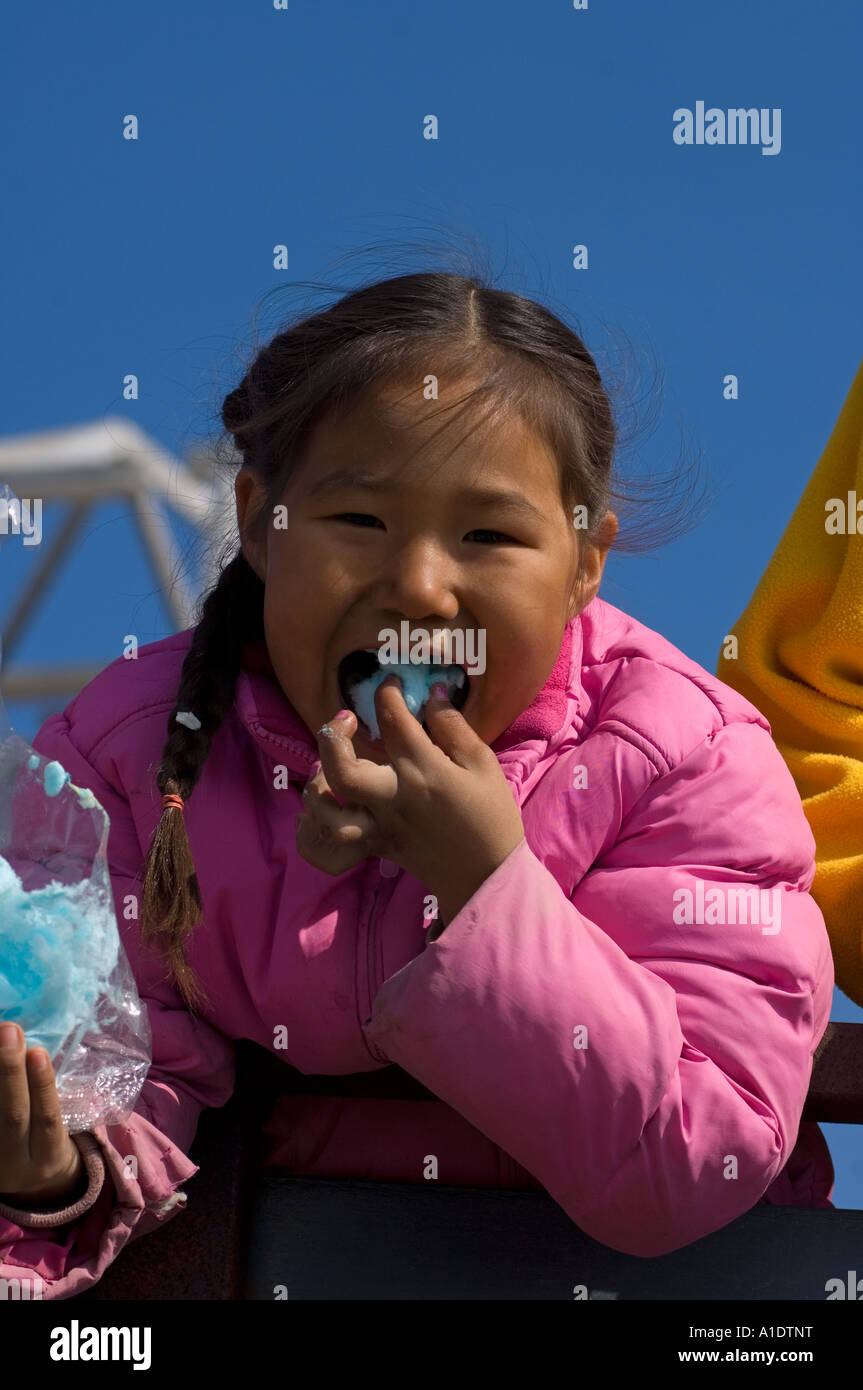 young Inupiat girl at the Fourth of July celebration in Point Hope the ...