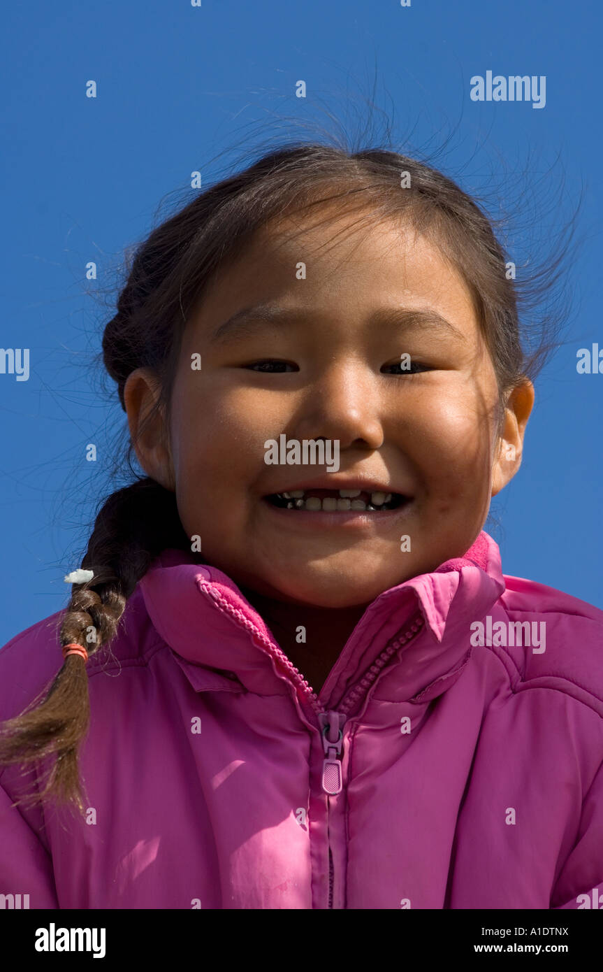 young Inupiat girl at the Fourth of July celebration in Point Hope the ...