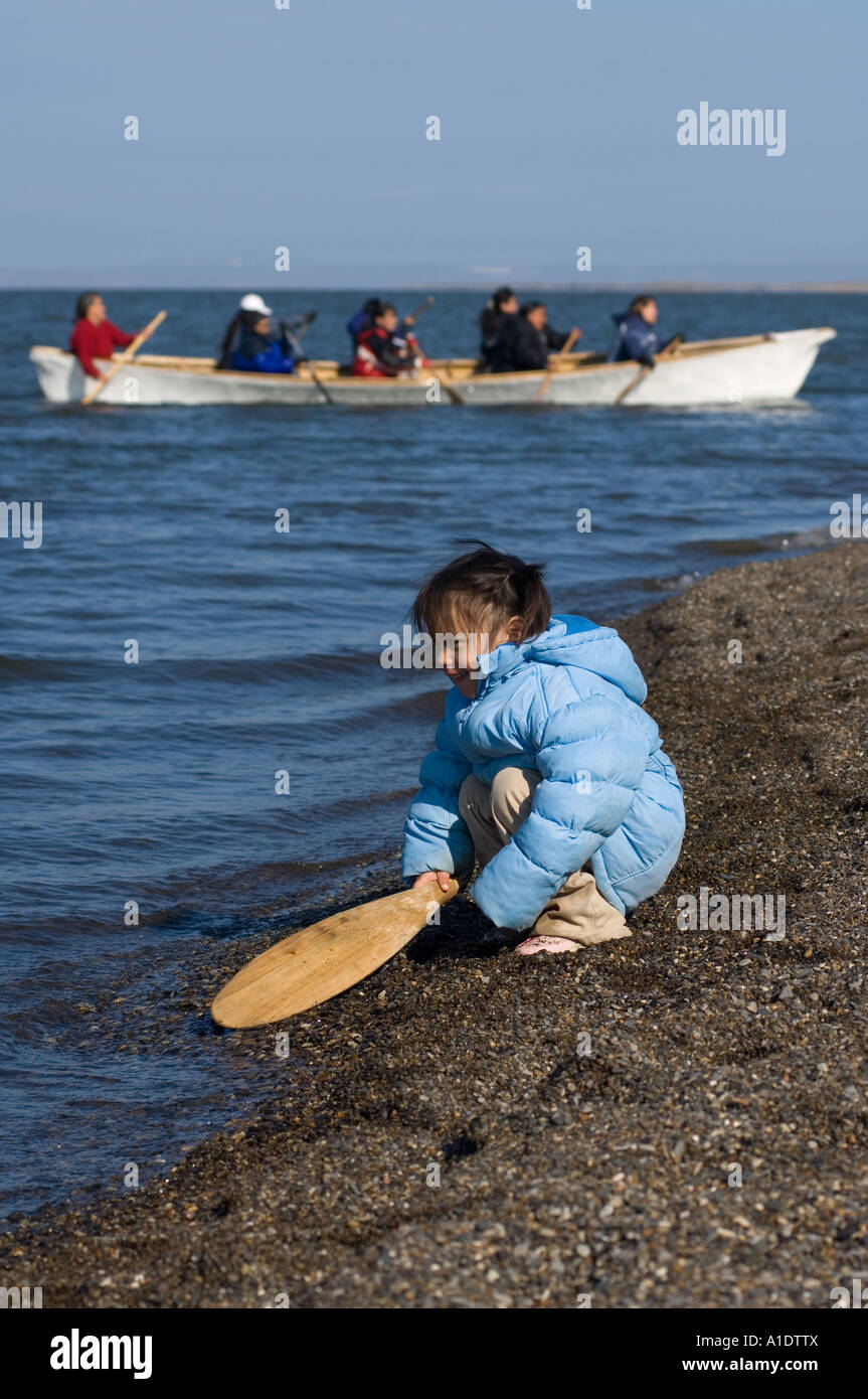 fourth of July umiak skin boat races Arctic coast off Tikigaq Point ...