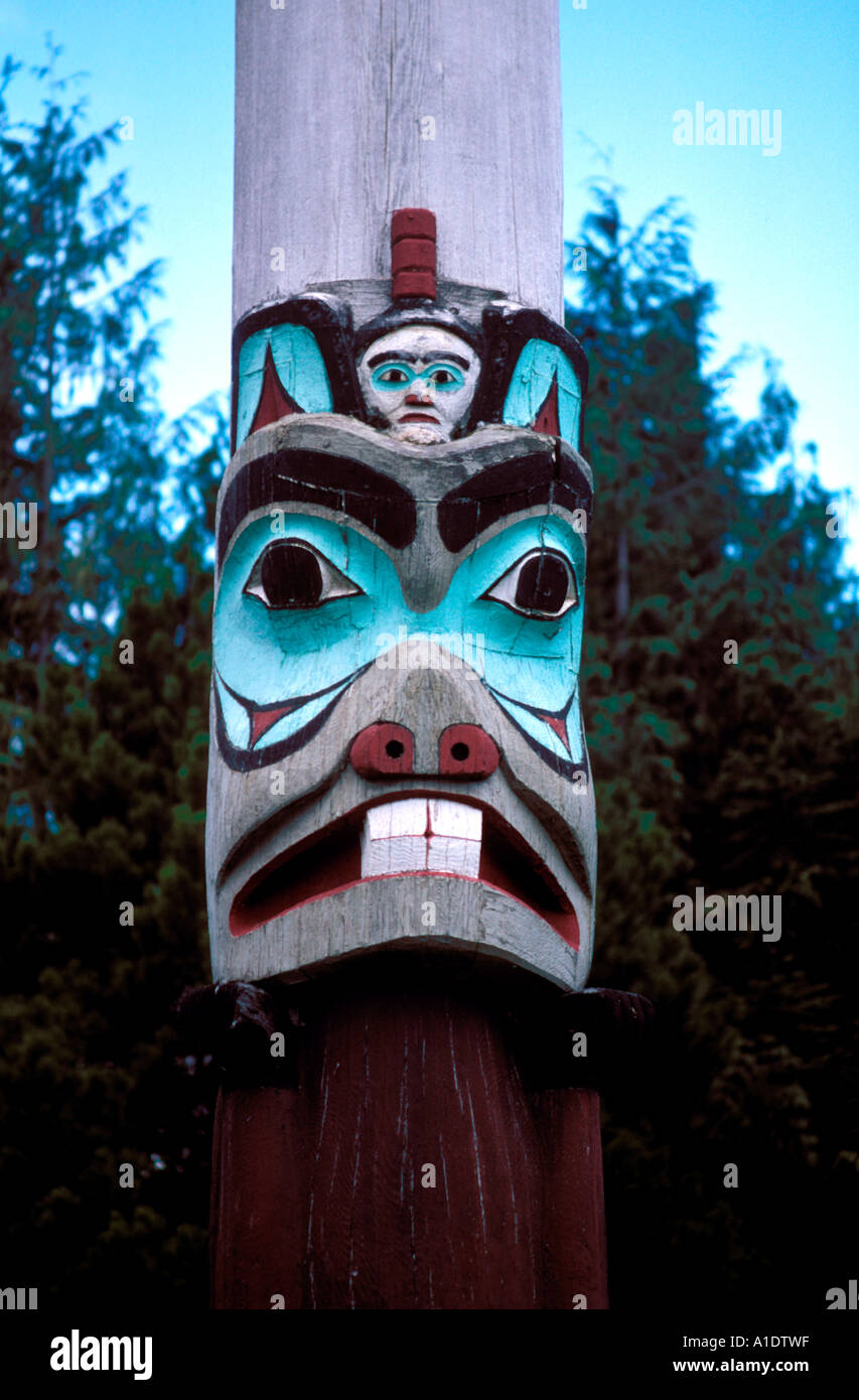 Alaska Totem pole in Ketchikan Saxman Totem in City Park Stock Photo ...