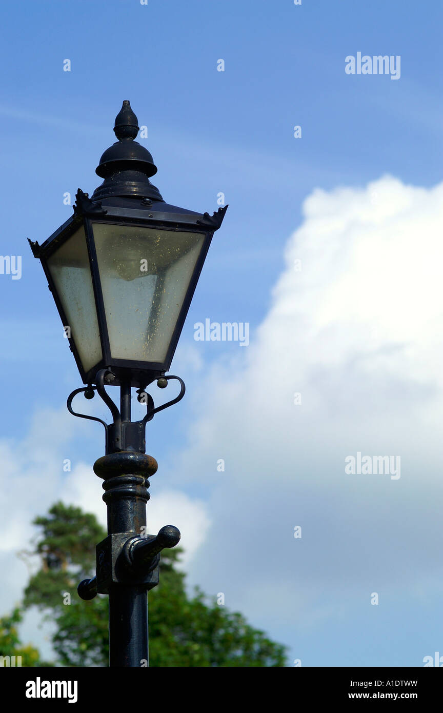 English typical countryside village street light and blue sky Stock ...