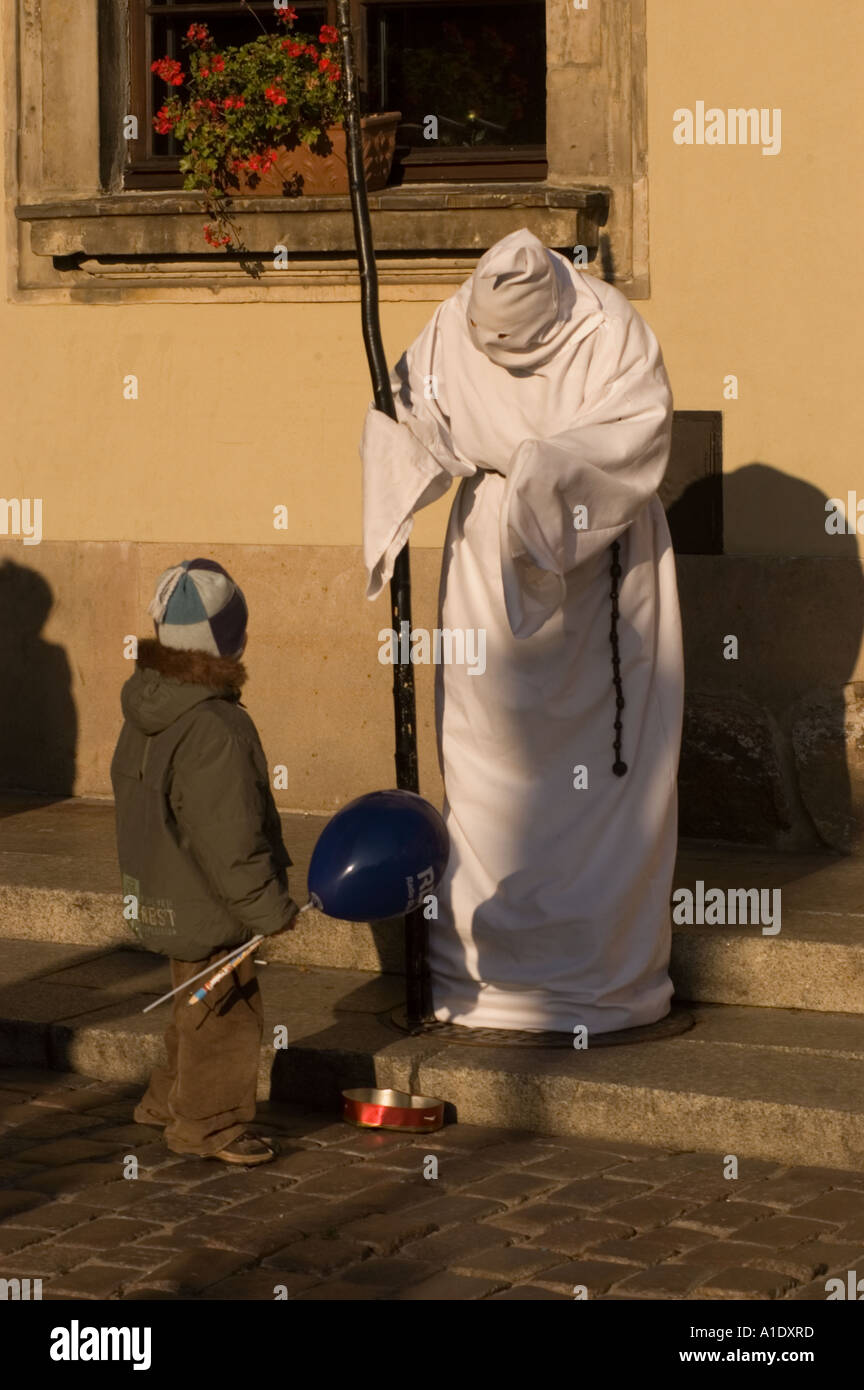 Child with mime Old City UNESCO Heritage site Warsaw Mazowsze Poland ...