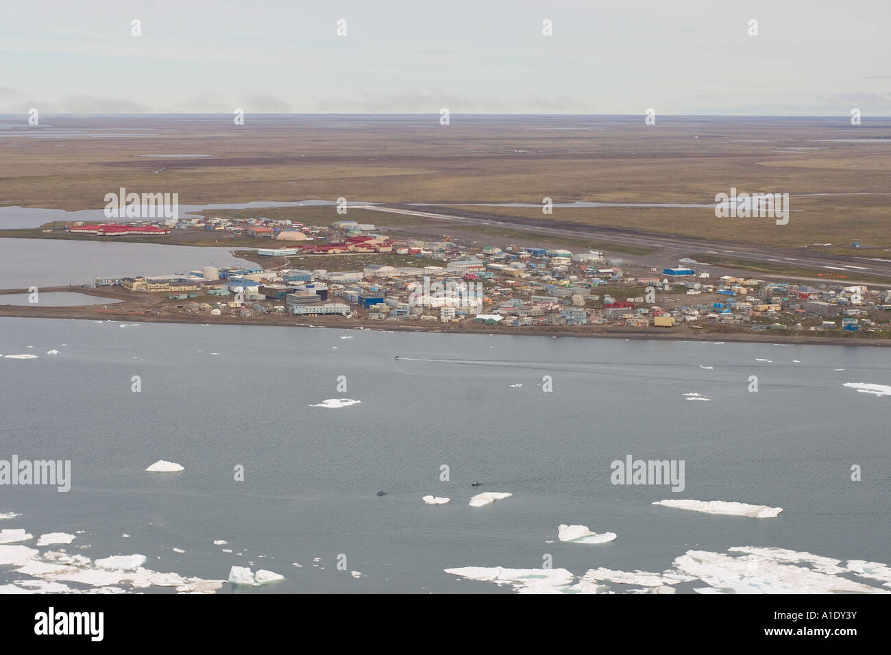 aerial of the Inupiat village of Utqiagvik Barrow National Petroleum ...