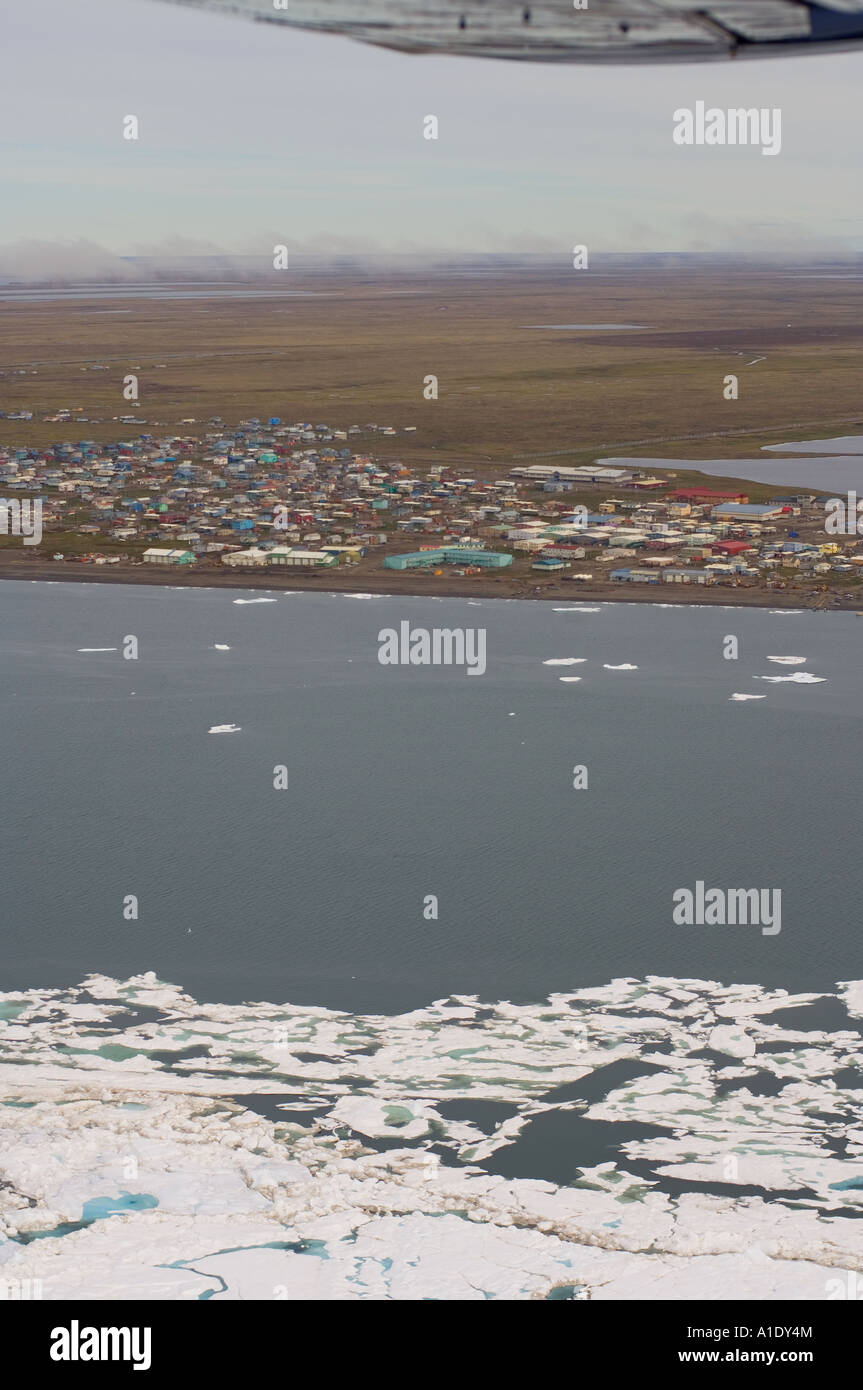 aerial of the Inupiat village of Utqiagvik Barrow National Petroleum ...